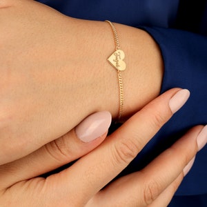 Personalized Heart Bracelet, Silver Heart Name Bracelet, Handmade Gold ...