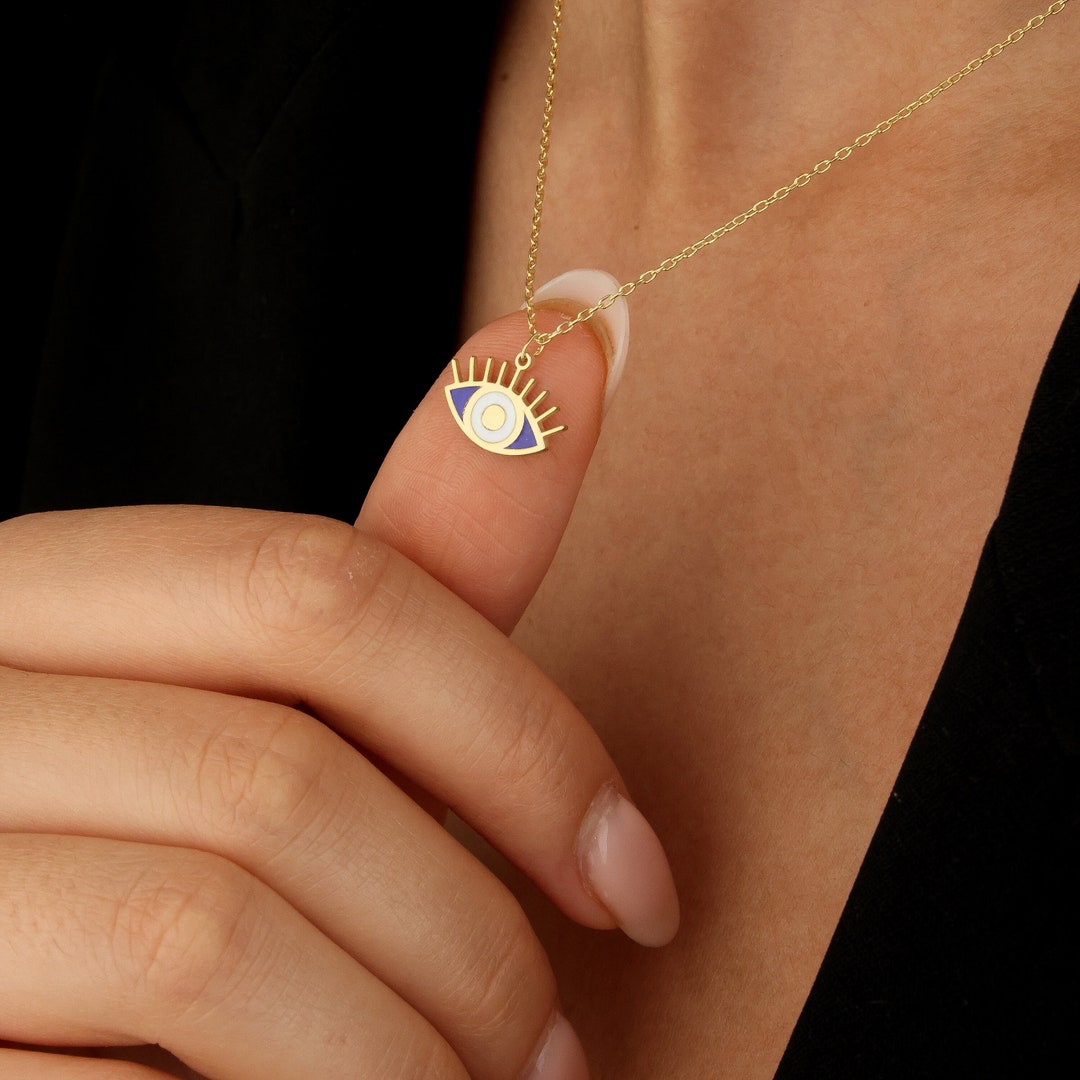 Dainty Evil Eye Necklace | Lucky Evil Eye Necklace, Elegant Tiny Evil ...