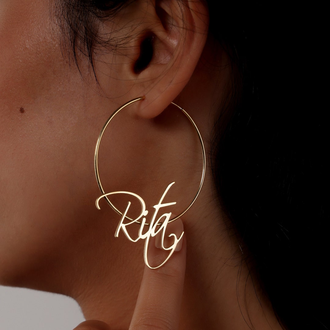 Elegant Pro Font Earring, Pro Font Name Earring, Round Name Earring ...