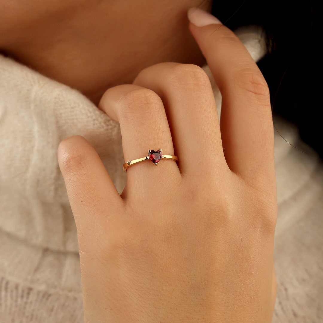 Custom Birthstone Ring, Minimalist Birthstone Rings, Valentine's Day ...