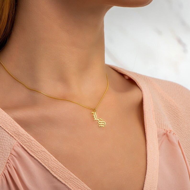 Thick Chain Gothic Necklace Gothic Initial Necklace Bottom - Etsy