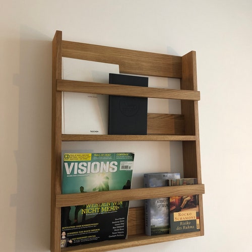 Wall Magazine Rack in Gray / Wall Mounted Book Holder | Etsy