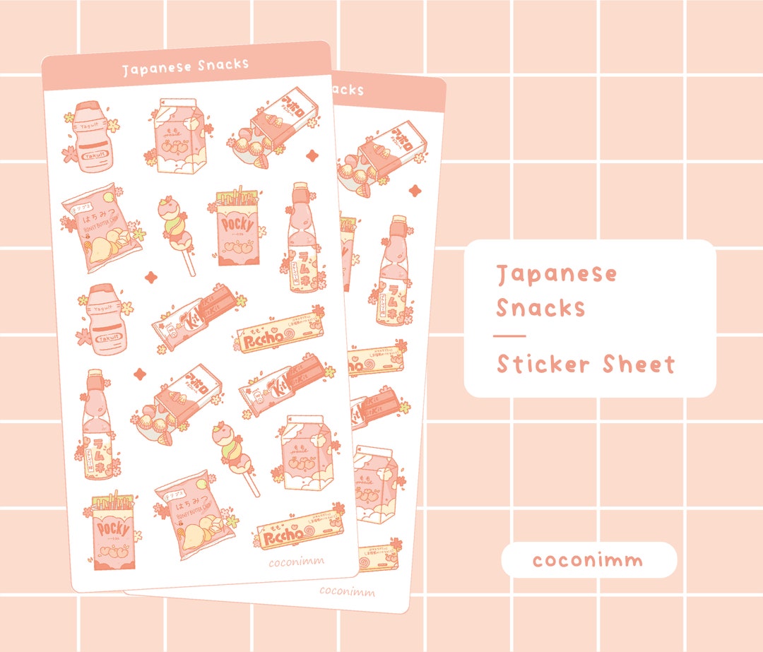 Japanese Snacks | Cute Sticker Sheet | Illustrated Stickers | Planner ...