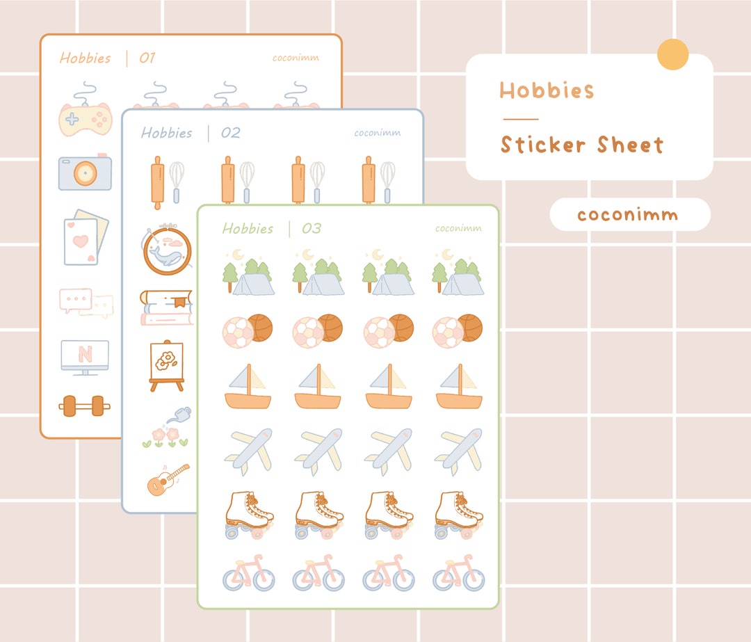 Hobbies | Sticker Sheet - Etsy