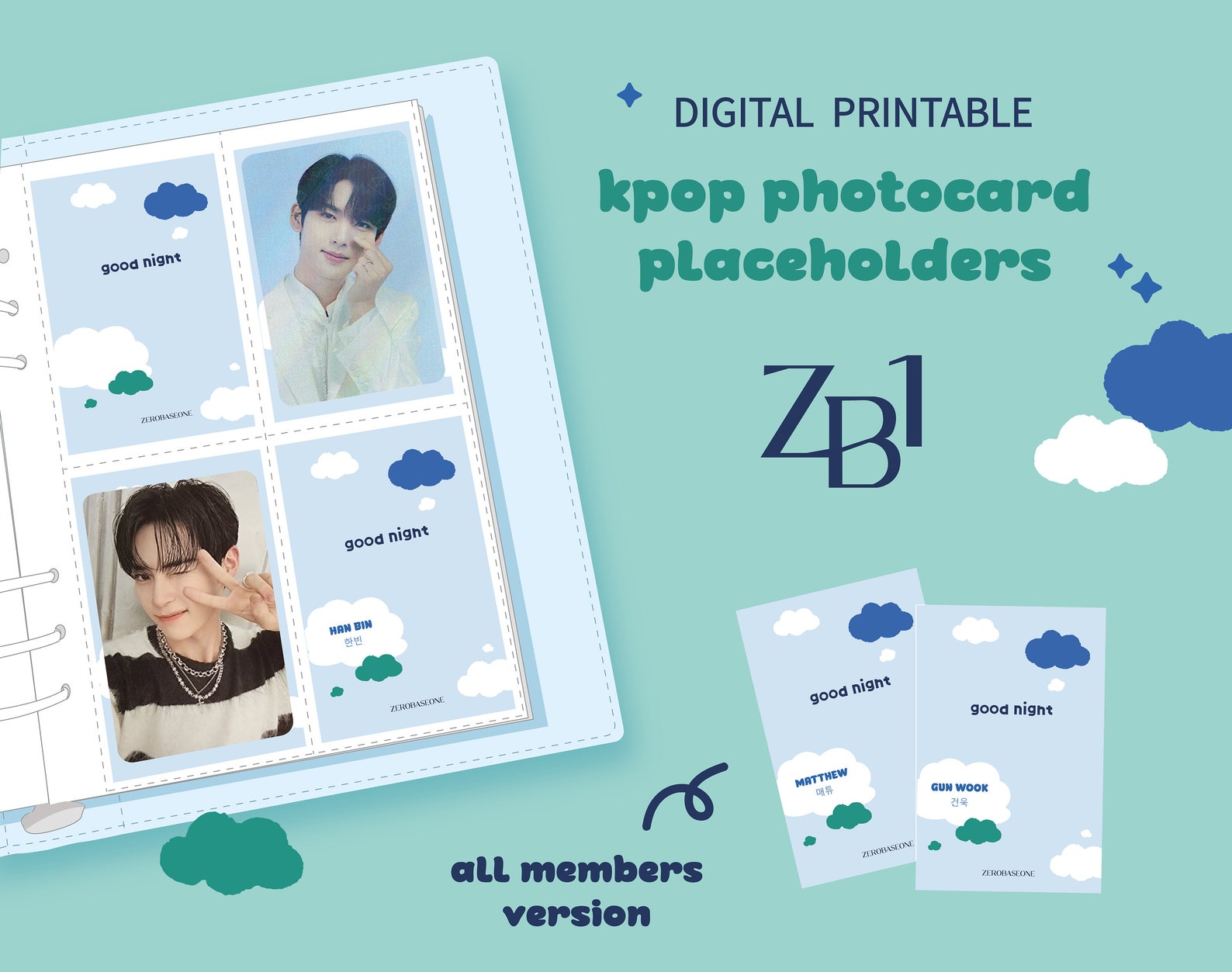 ZEROBASESON | Digital Kpop Photocard Binder Placeholder | Good Night ...