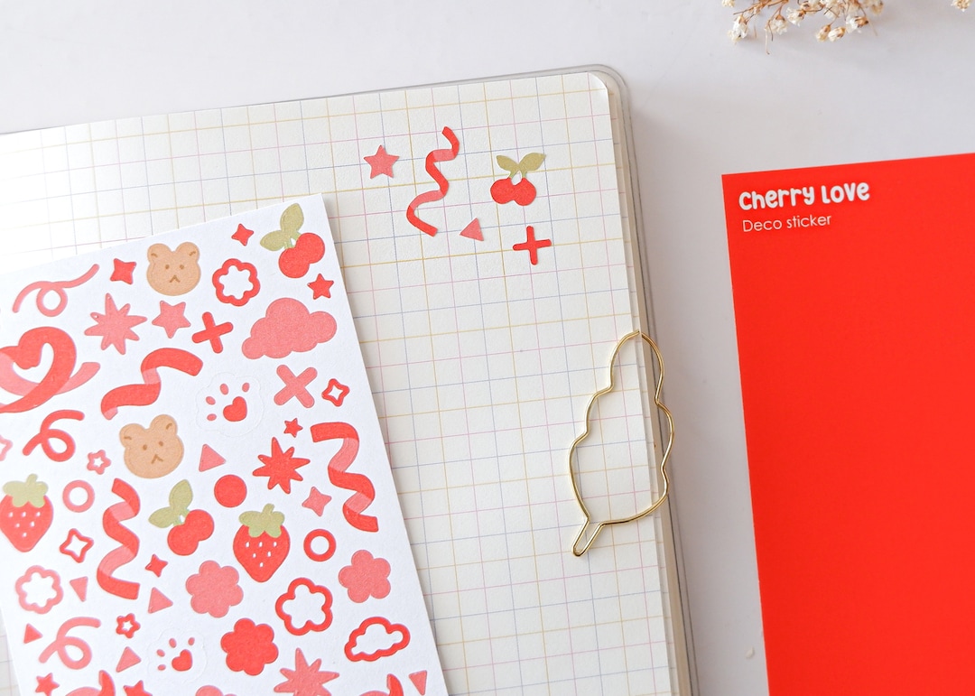 Cherry Love | Mini Sticker Sheet | Aesthetic Stickers | Tiny Stickers ...