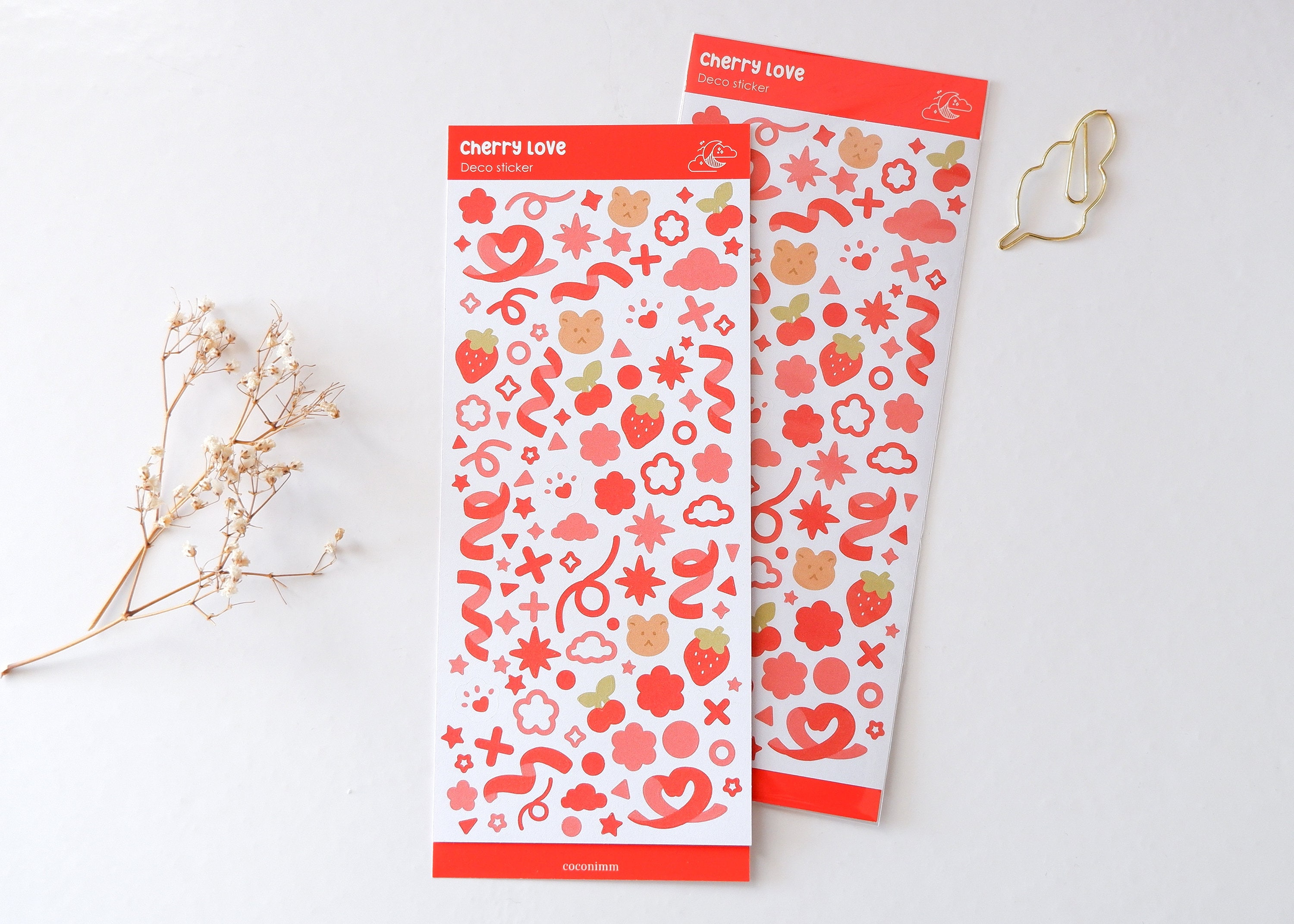 Cherry Love Mini Sticker Sheet Aesthetic Stickers Tiny Stickers Deco ...
