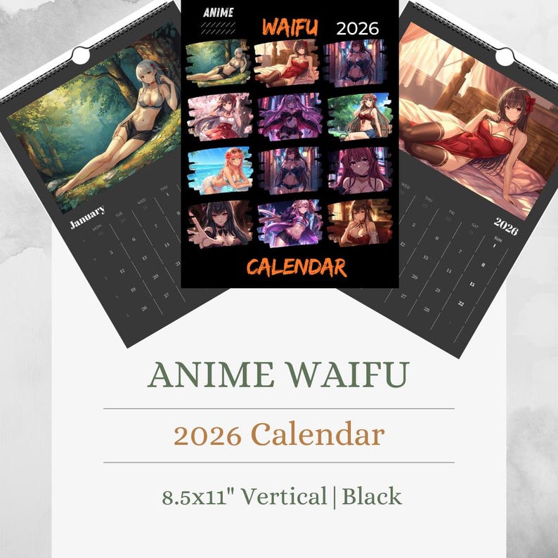2026 Waifu Wall Calendar | Anime Waifu Calendar | 12 Cute Anime Girls ...