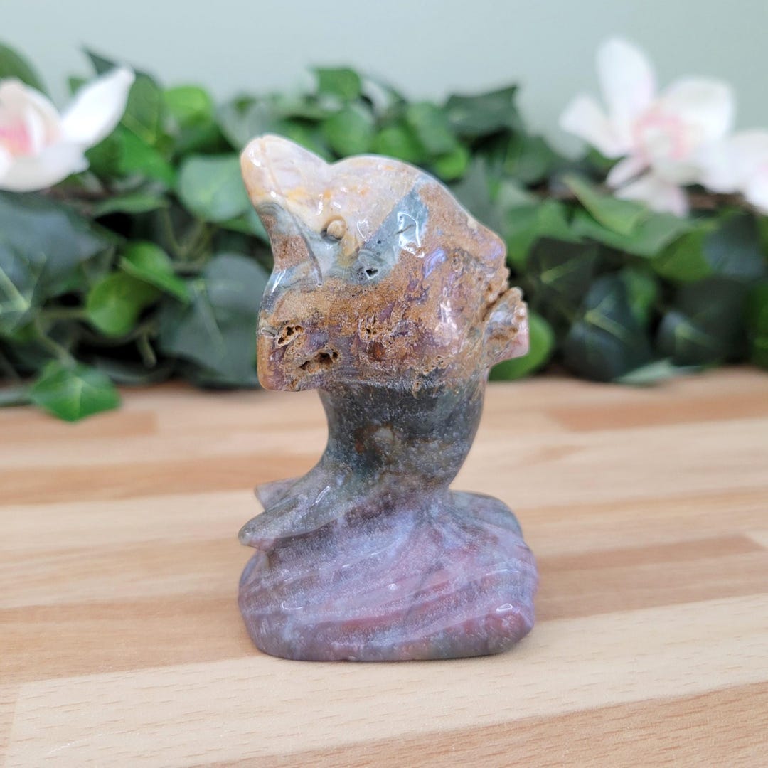 Ocean Jasper Dolphin Carving 3.25 Tall / Self Standing Ocean Jasper ...
