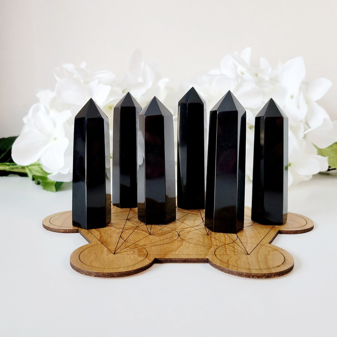 Black Obsidian Tower / Black Obsidian Point / High Grade Polished Black ...