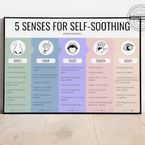 5 Five Senses DIGITAL Self Care Print Self Soothing Mental Health ...