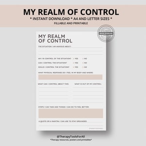 Control Printable Interactive Worksheet Journal Inserts Planner ...