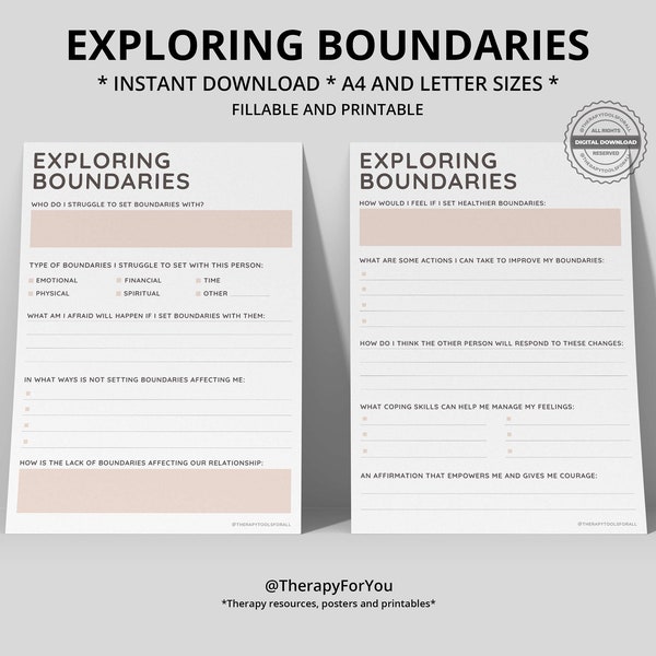 Therapy Worksheets Boundaries - Etsy