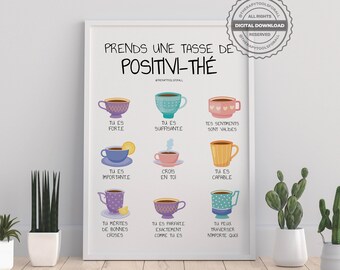 Positivi-tea Positivity Self Affirmation Digital Print Self | Etsy