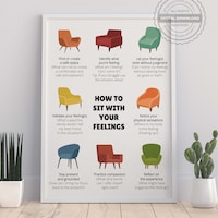 Sit With Your Feelings Therapy Office Decor Gift Counselor Office Art ...