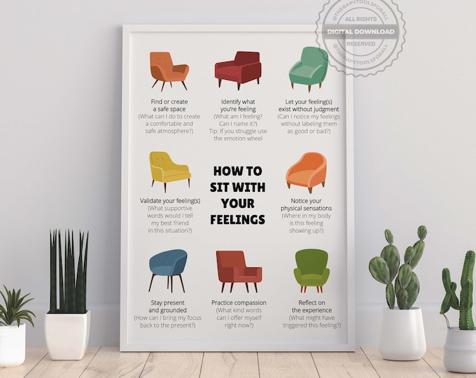 Sit With Your Feelings Therapy Office Decor Gift Counselor Office Art ...