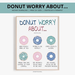 Donut Worry Mental Health Positivity Art Download Counseling Corner ...