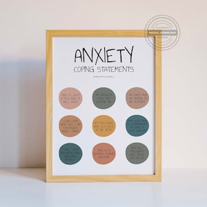 Anxiety Coping Statements Anxiety Help Management Mental Health Print ...