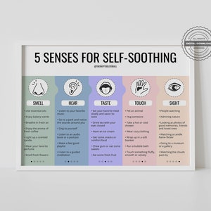 5 Five Senses DIGITAL Self Care Print Self Soothing Mental Health ...