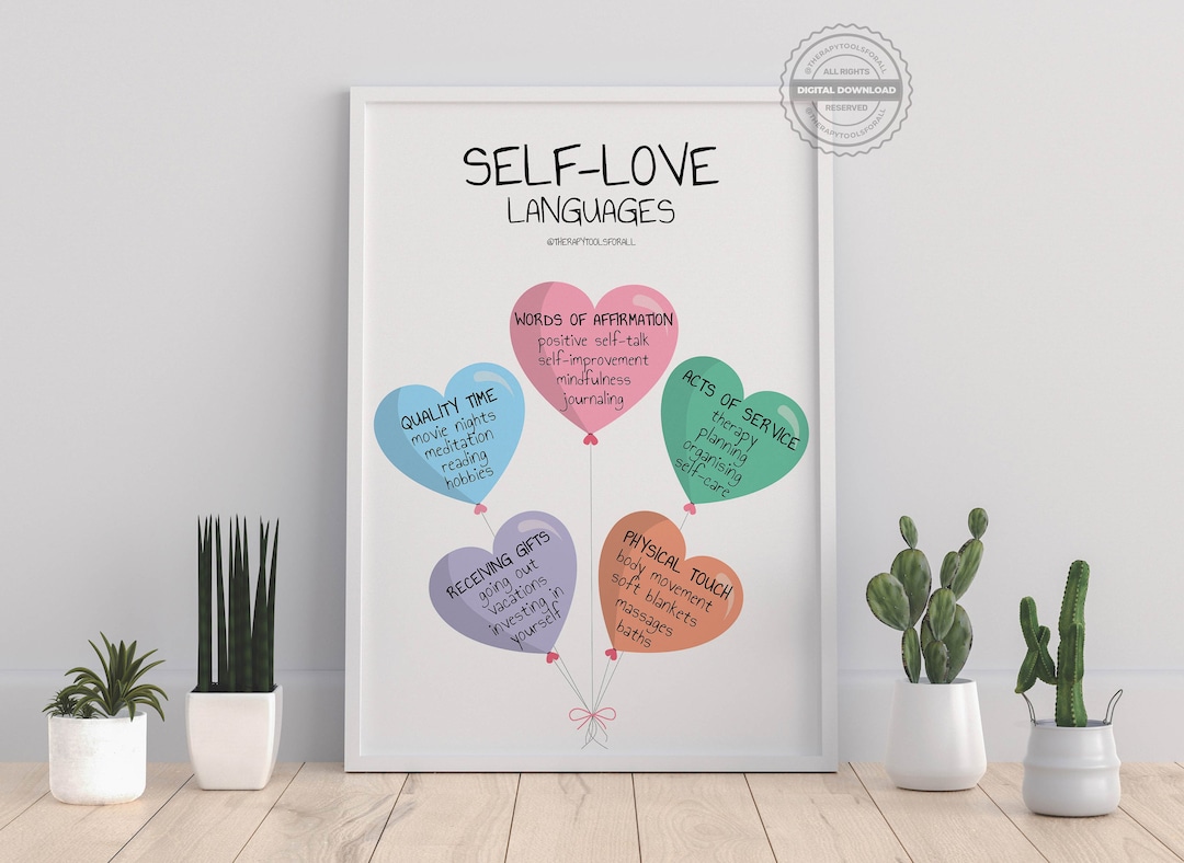 Self Love Languages Digital Therapy Print Mental Health Counselor ...