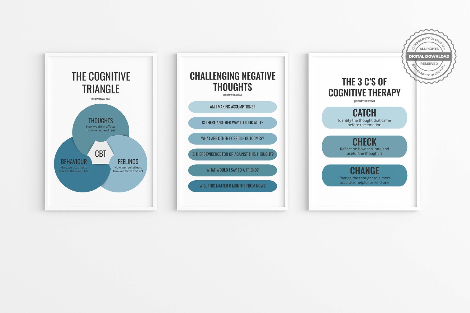 CBT Bundle DIGITAL Posters Cognitive Behavioral Therapy - Etsy