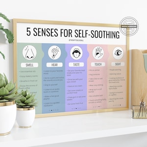 5 Five Senses DIGITAL Self Care Print Self Soothing Mental Health ...