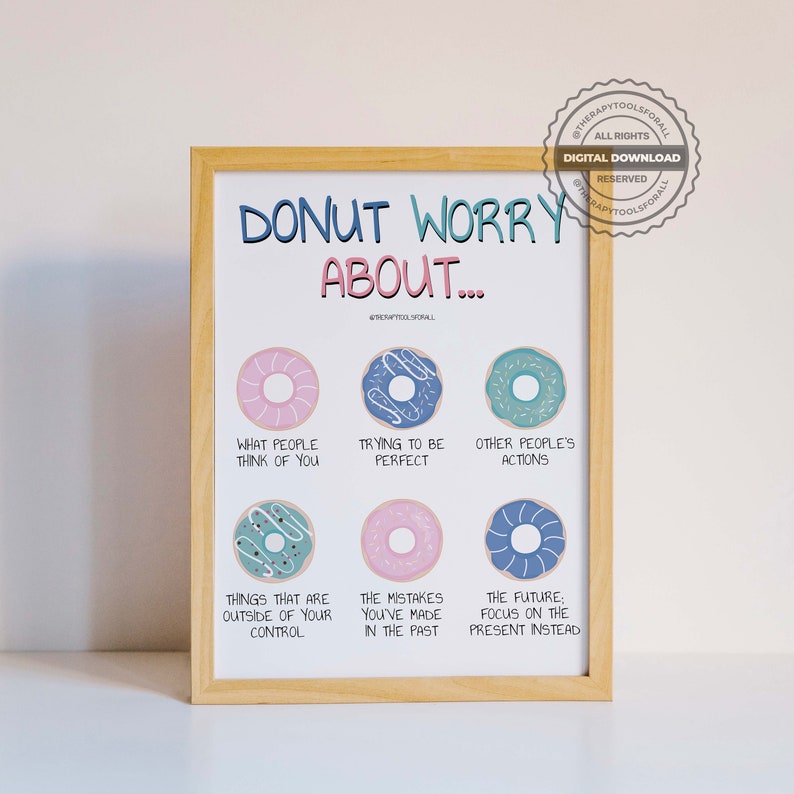 Donut Worry Mental Health Positivity Art Download Counseling Corner ...