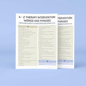Therapy Interventions Words Cheat Sheet Therapist Progress Notes ...