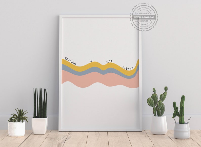 Healing is Not Linear Digital Print, Mental Health Poster, Quote ...