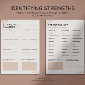 Strengths & Values Printable Worksheets, Journal Inserts, Planner ...