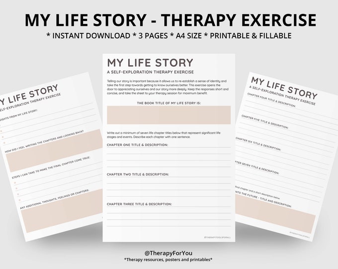 Life Story Narrative Therapy Printable Interactive Worksheet - Etsy