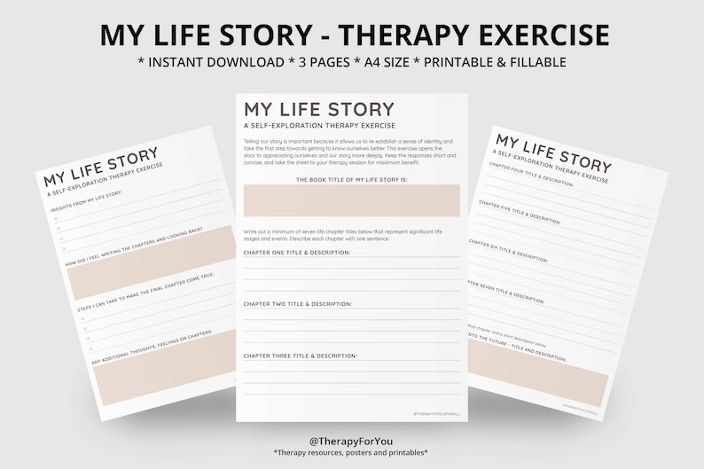 Life Story Narrative Therapy Printable Interactive Worksheet - Etsy New ...