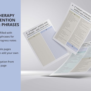 Therapy Interventions Words Cheat Sheet Therapist Progress Notes ...