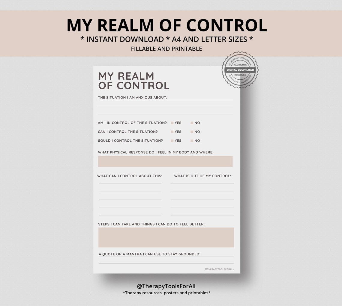 Control Printable Interactive Worksheet Journal Inserts Planner ...
