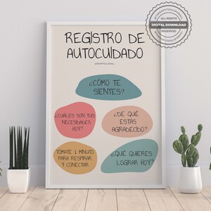 Spanish Autocuidado Self Care Digital Poster Mental Health Well Being ...