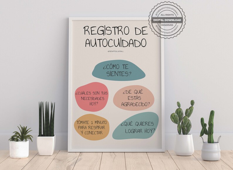 Spanish Autocuidado Self Care Digital Poster Mental Health Well Being ...