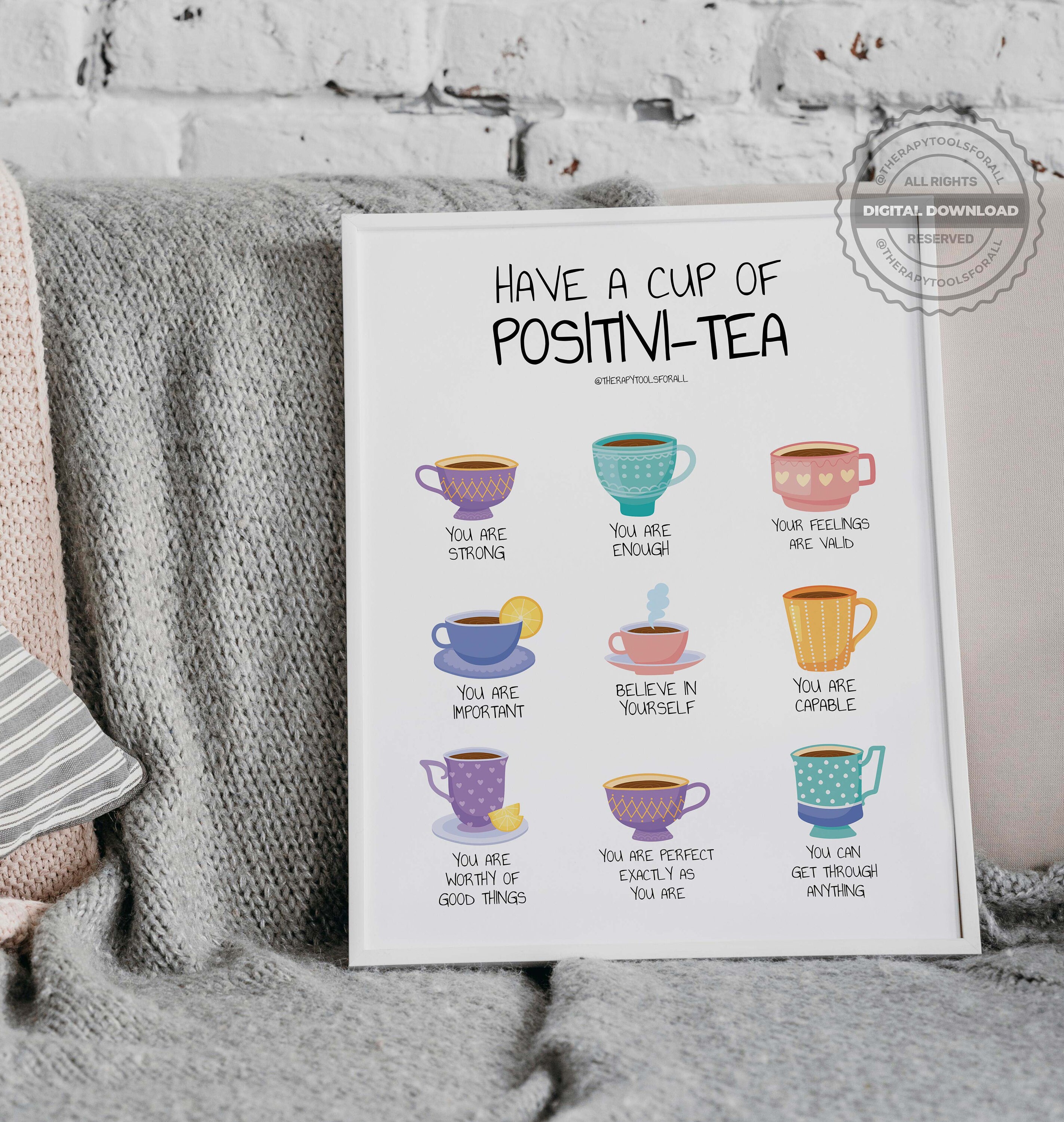 Positivi-tea Positivity Self Affirmation Digital Print Self | Etsy