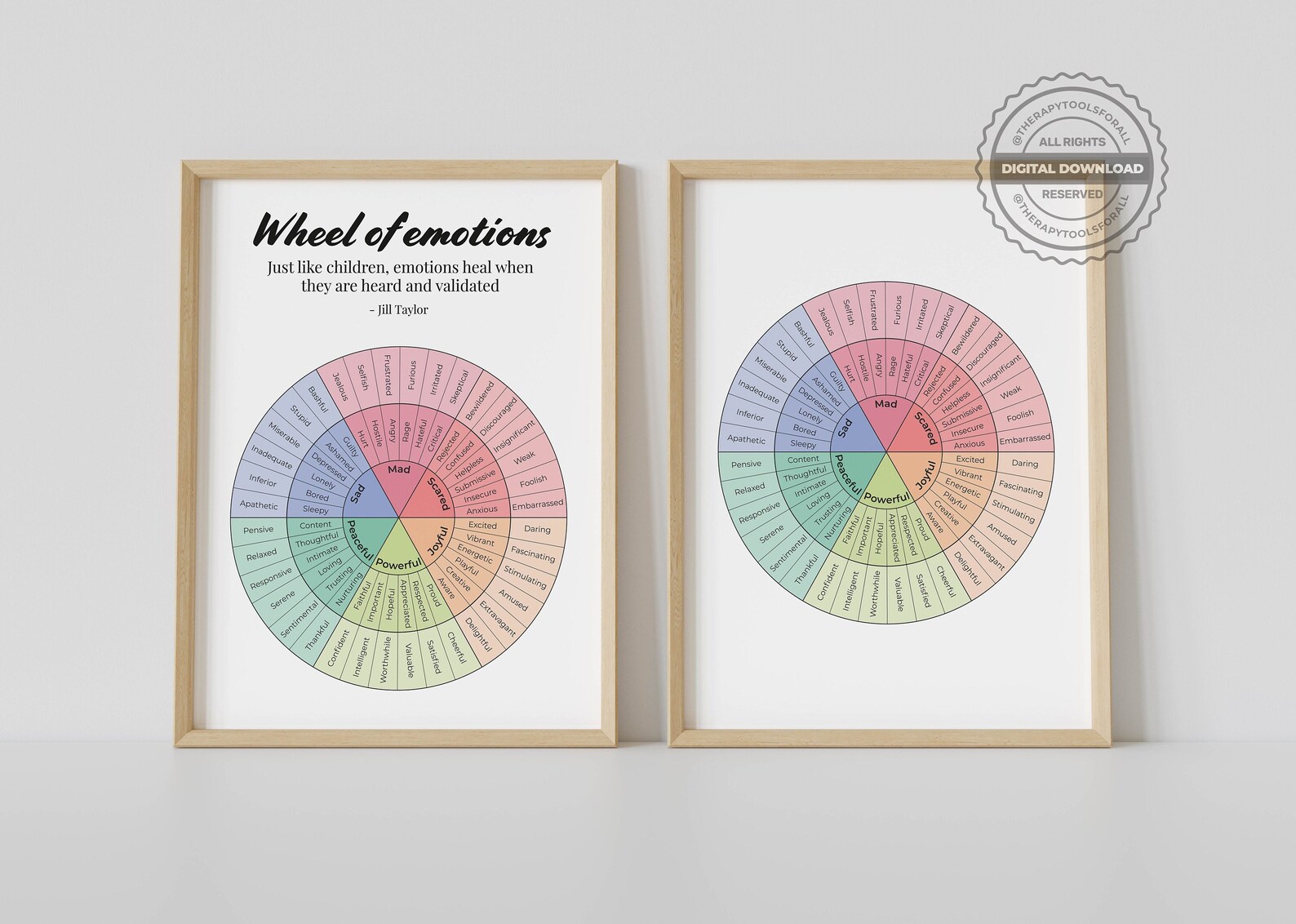 Emotions Wheel Therapy Digital Poster | Emotions Quote | DBT ...