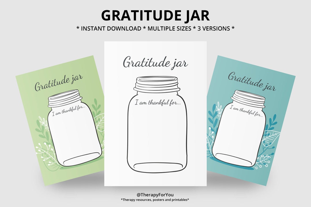 Printable Gratitude Jar Journal, Self Care, Art Therapy, Blessing ...