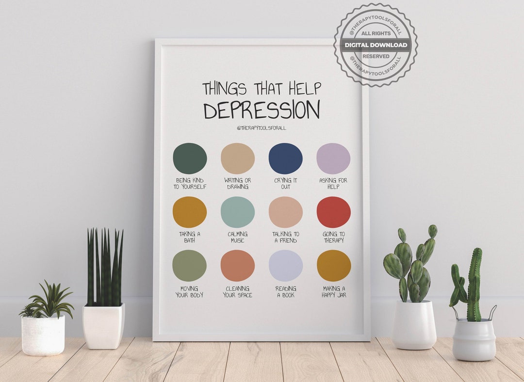 Depression Digital Print, Therapy, Counselor, Psychologist, Self Help ...