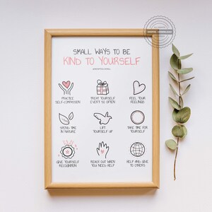 Be Kind to Yourself Positive Self Talk Mental Health Digital Print Self ...