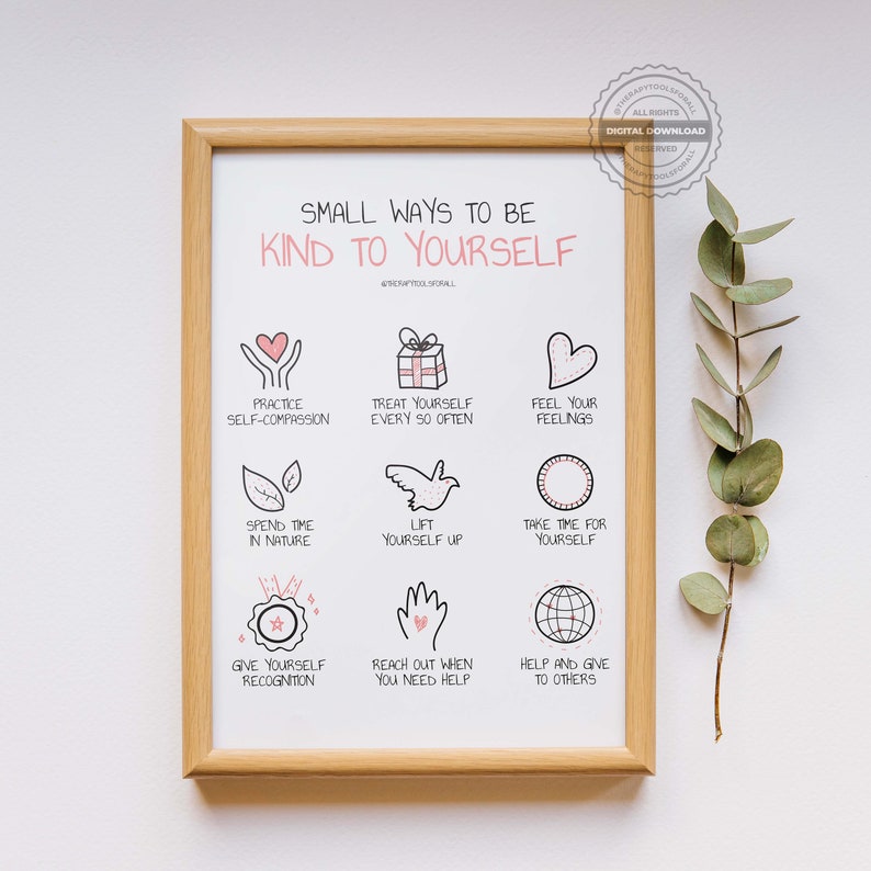 Be Kind to Yourself Positive Self Talk Mental Health Digital Print Self ...