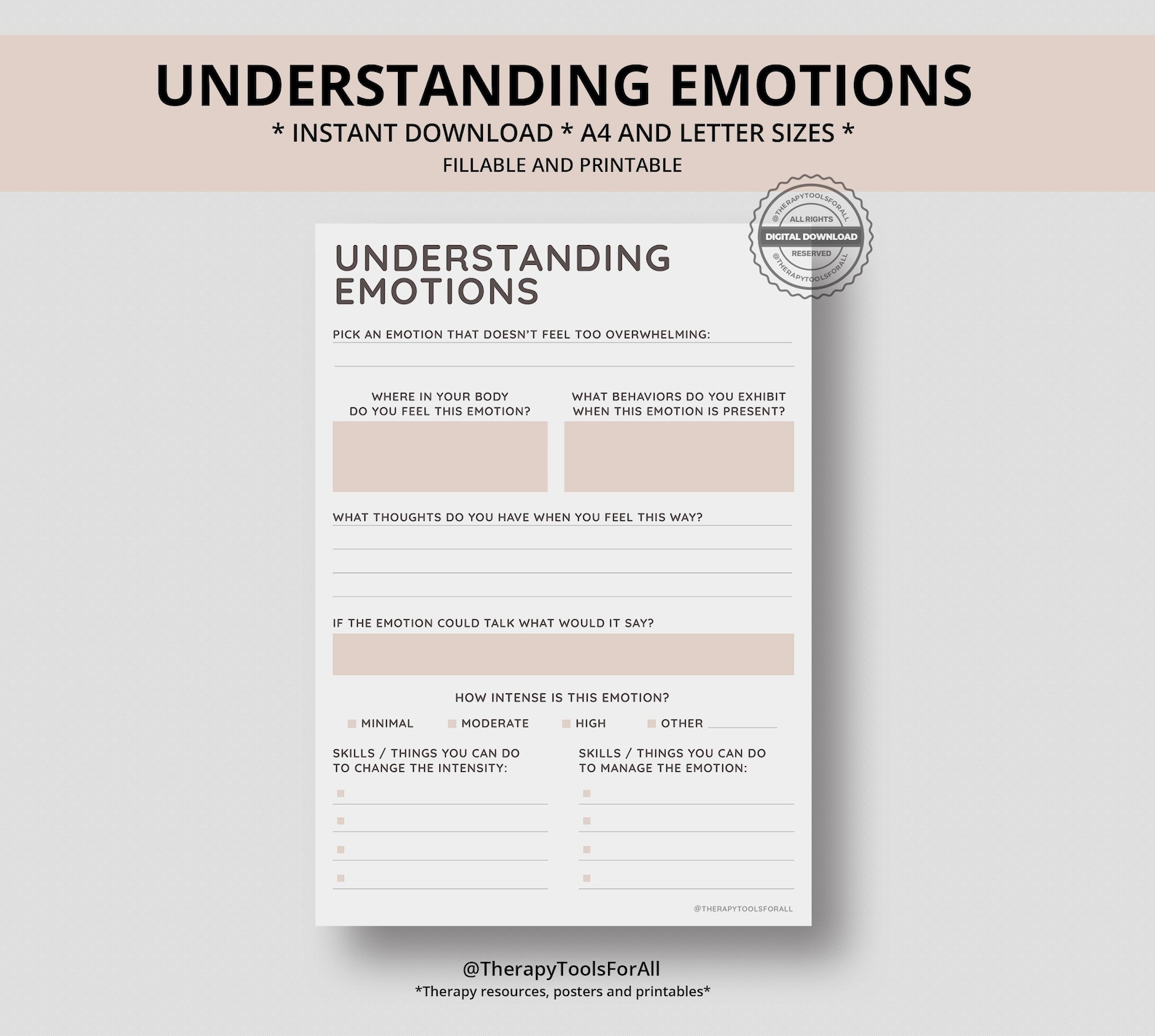 Understanding Emotions Printable Interactive Worksheet Journal Planner ...
