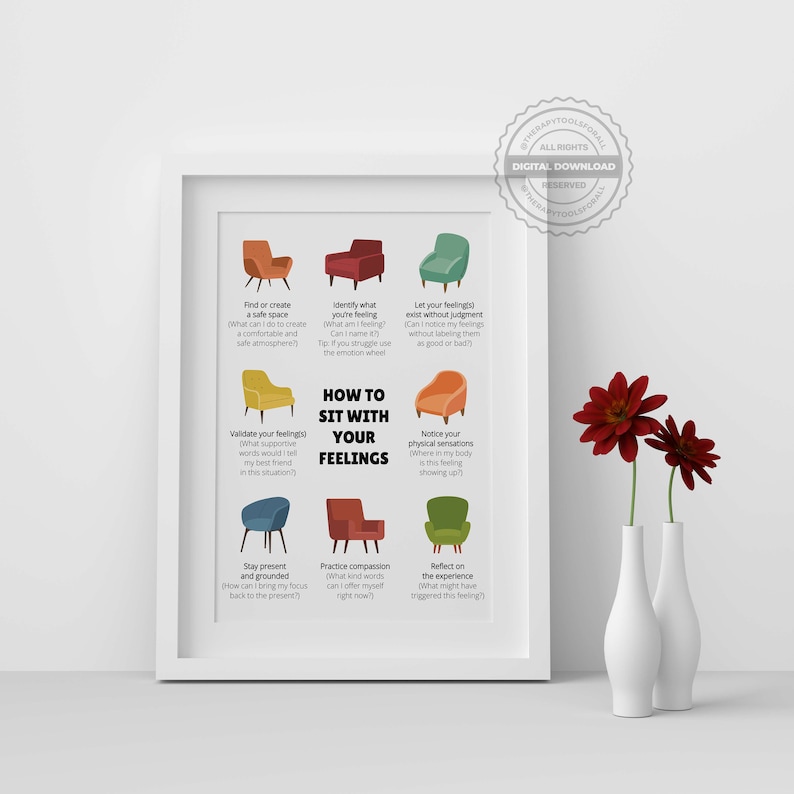 Sit With Your Feelings Therapy Office Decor Gift Counselor Office Art ...