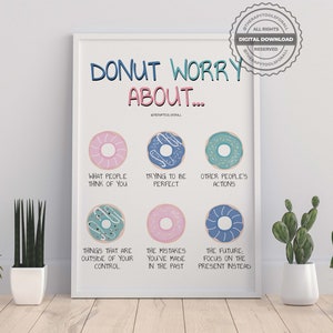 Donut Worry Mental Health Positivity Art Download Counseling Corner ...