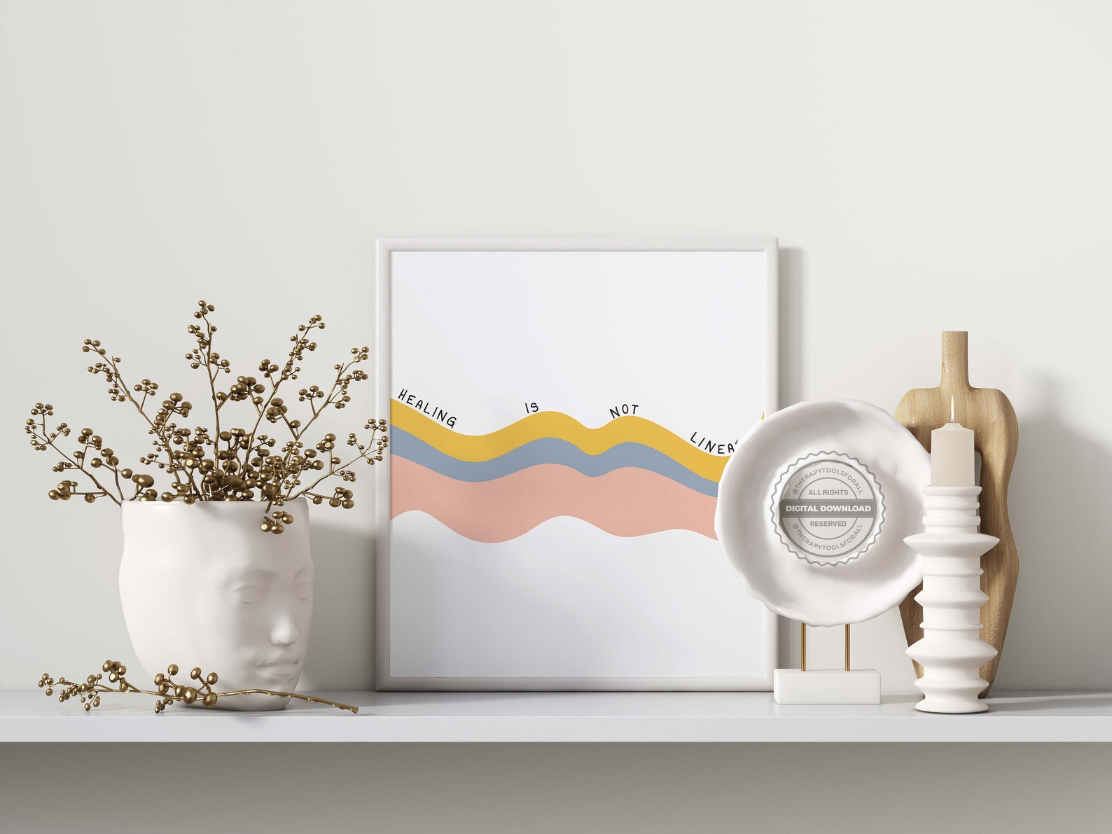 Healing is Not Linear Digital Print, Mental Health Poster, Quote ...