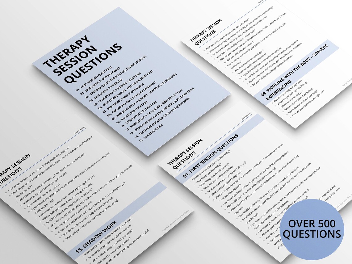 Therapy Counseling Session Questions Interventions Therapist - Etsy