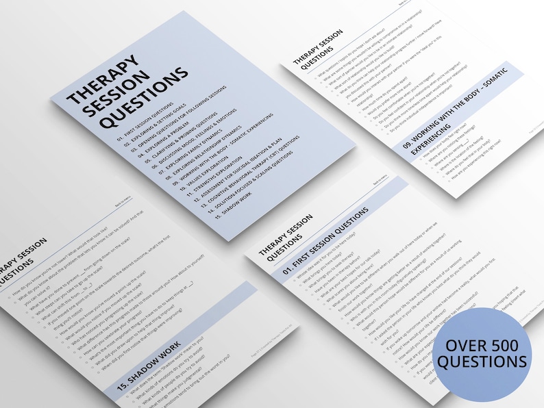 Therapy Counseling Session Questions Interventions Therapist - Etsy