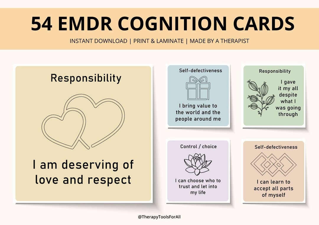 EMDR Positive Cognition Cards Affirmations Therapy Tools Trauma Coping ...