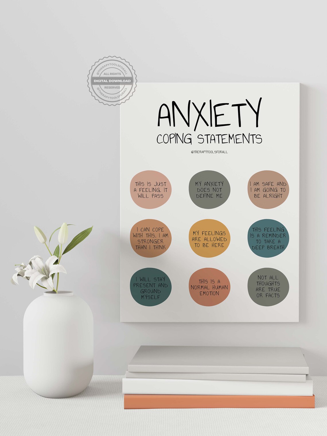 Anxiety Coping Statements Anxiety Help Management Mental Health Print ...